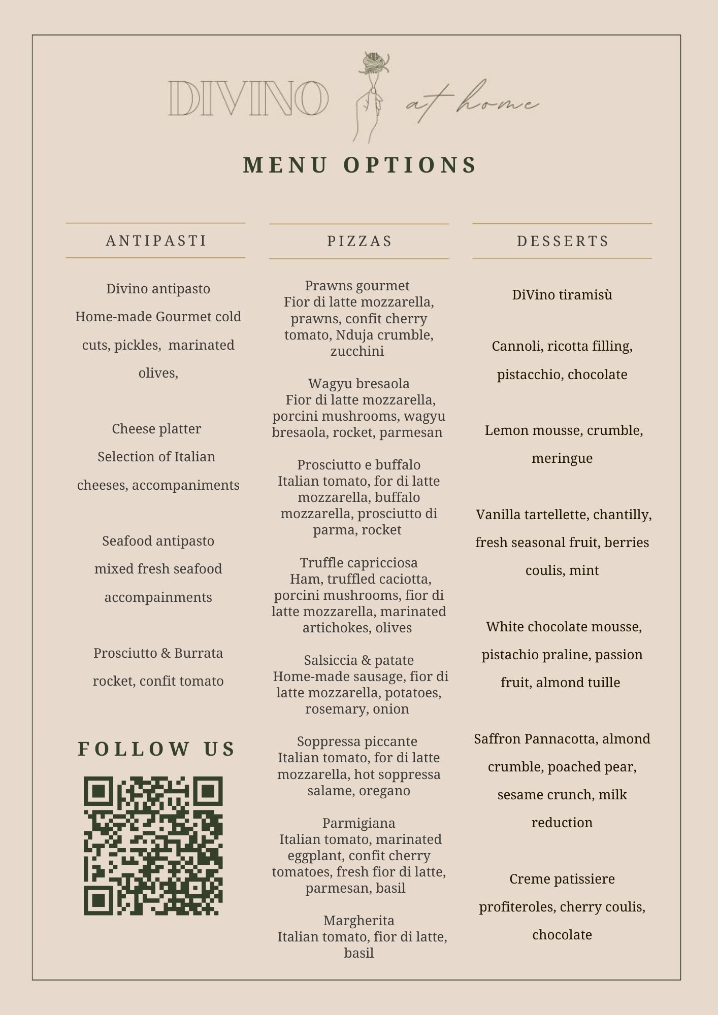 Bespoke Catering Menus & Packages | DiVino at Home | DiVino at home