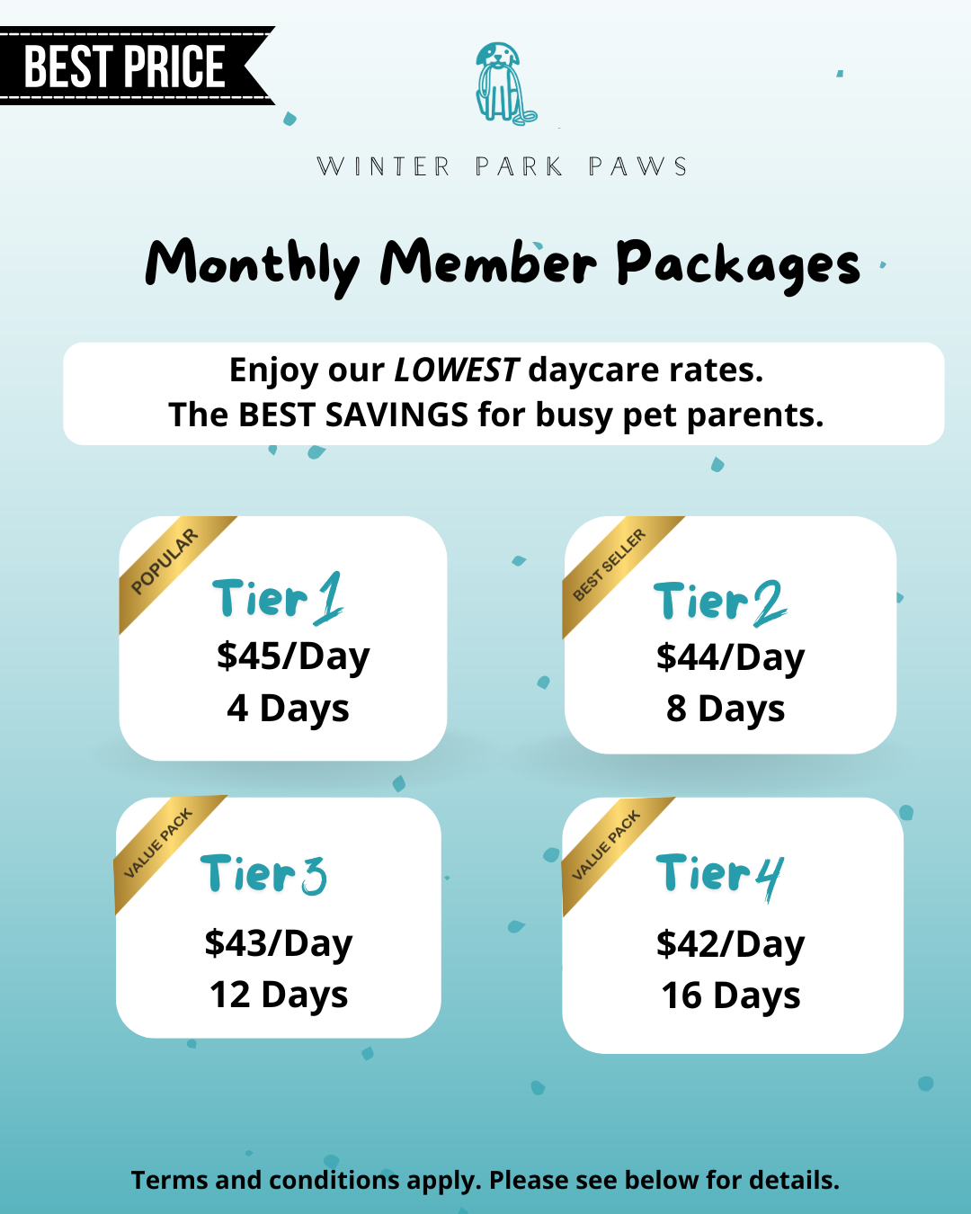 Premium Dog Daycare and Boarding prices at Winter Park Paws | Winter ...
