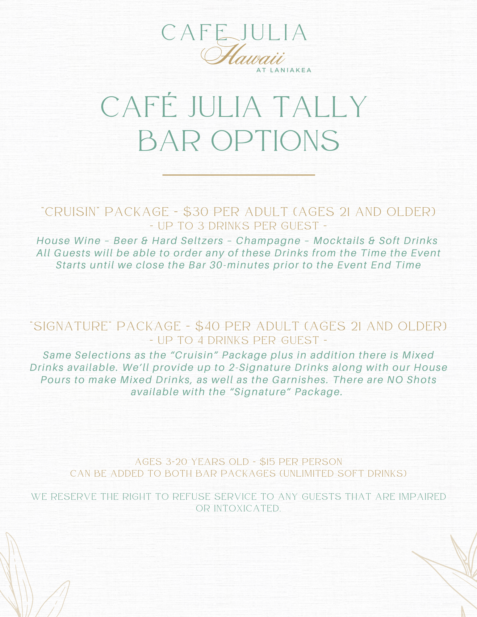 General 5 — Cafe Julia Hawaii