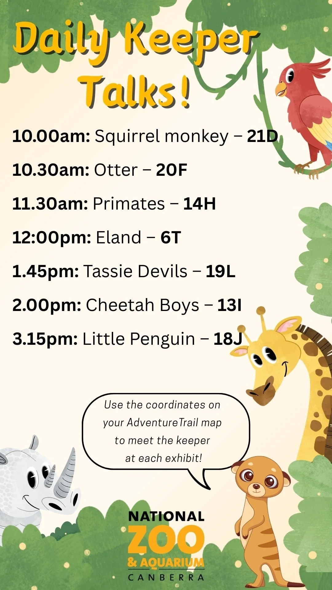 Daily Activities & Keeper Talks | Join Animal Encounters Today ...
