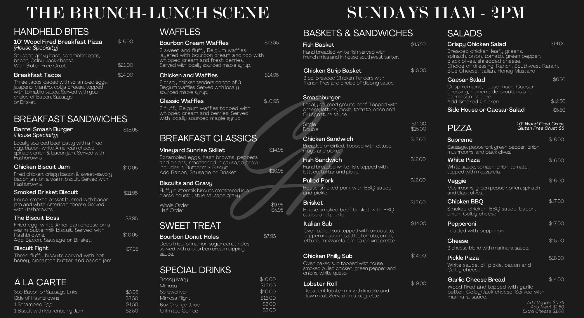 Winery Food & Beverage Menu | Country Heritage Winery — Country ...