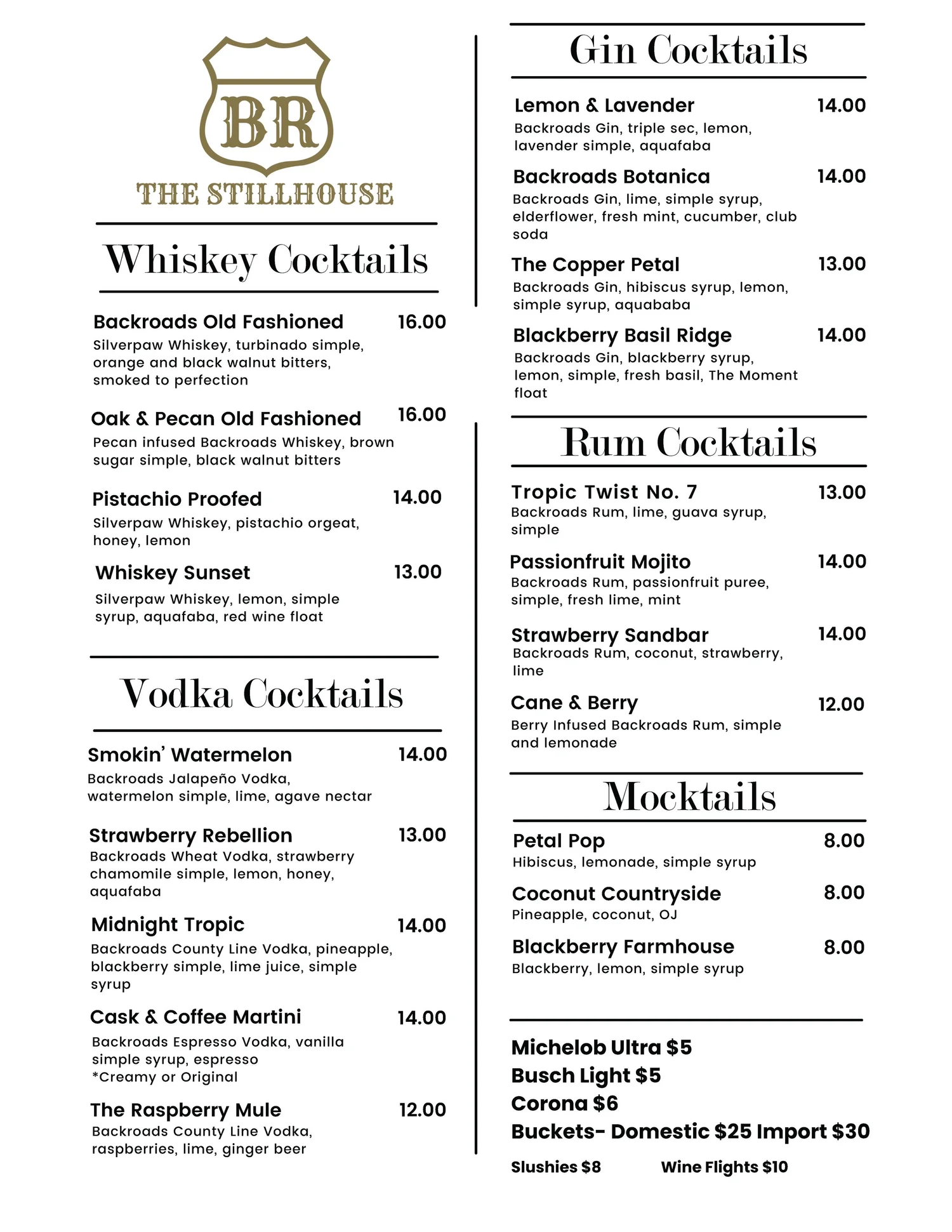 Winery Food & Beverage Menu | Country Heritage Winery — Country ...