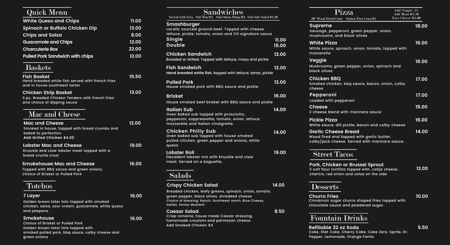 Winery Food & Beverage Menu | Country Heritage Winery — Country ...