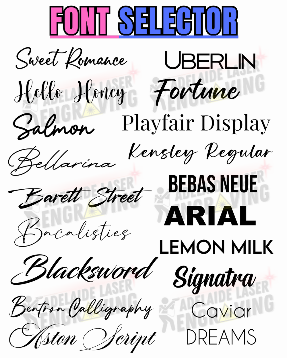 Choosing Fonts | Customize Your Text — ADELAIDE LASER ENGRAVING