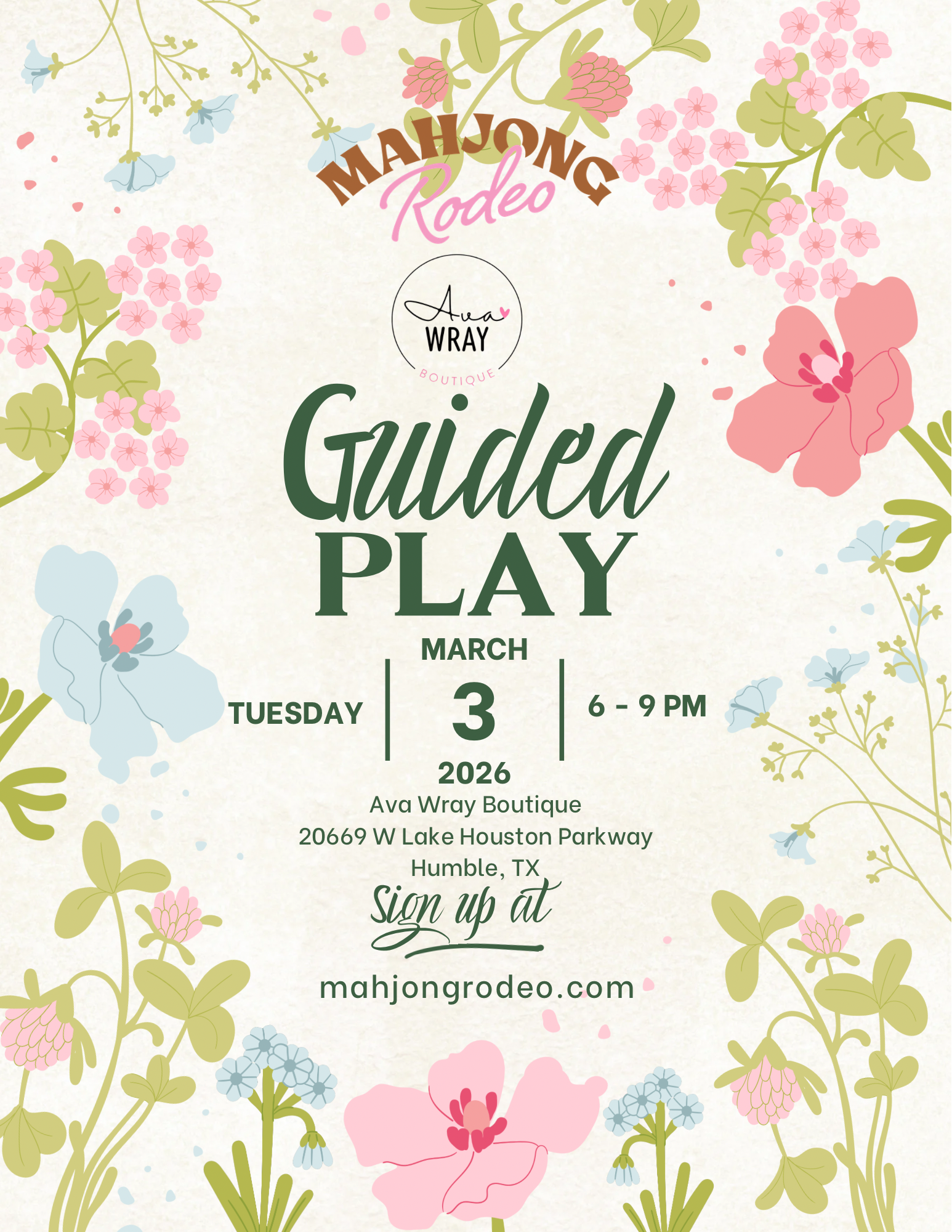 Guided Play -Ava Wray, Humble, TX - March 3rd — Mahjong Rodeo