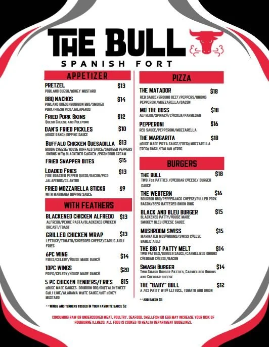 Menu — THE BULL