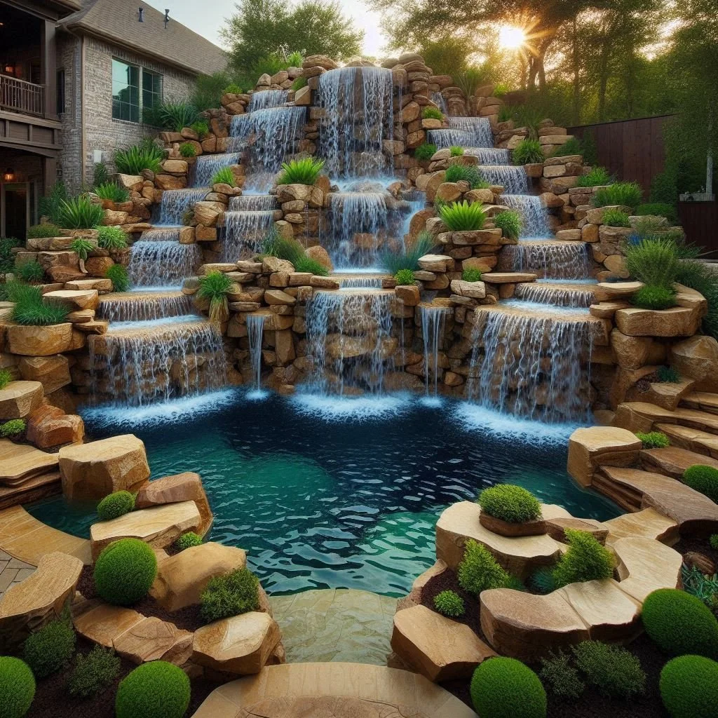 15 Stunning Waterfall Pool Ideas for Backyard Bliss