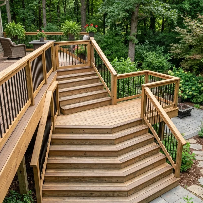 15 Deck Stairs with Landing Ideas for Safe Outdoor Design