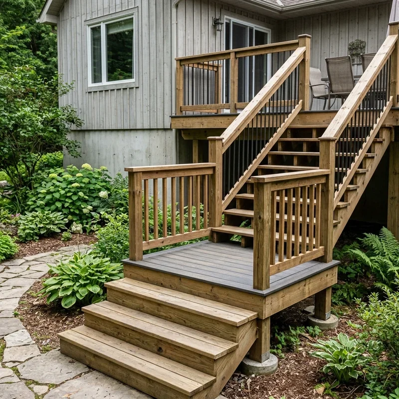 15 Deck Stairs with Landing Ideas for Safe Outdoor Design