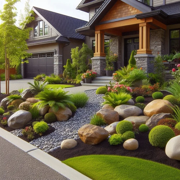 15 Front Yard Landscaping Ideas with Rocks