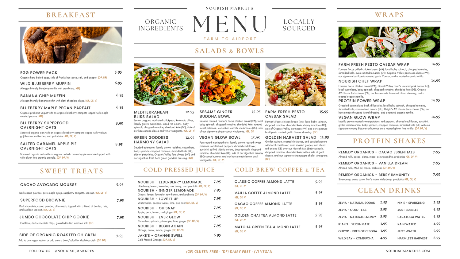 Fresh Organic Menu | Nourish Markets BWI Airport | Nourish Markets ...