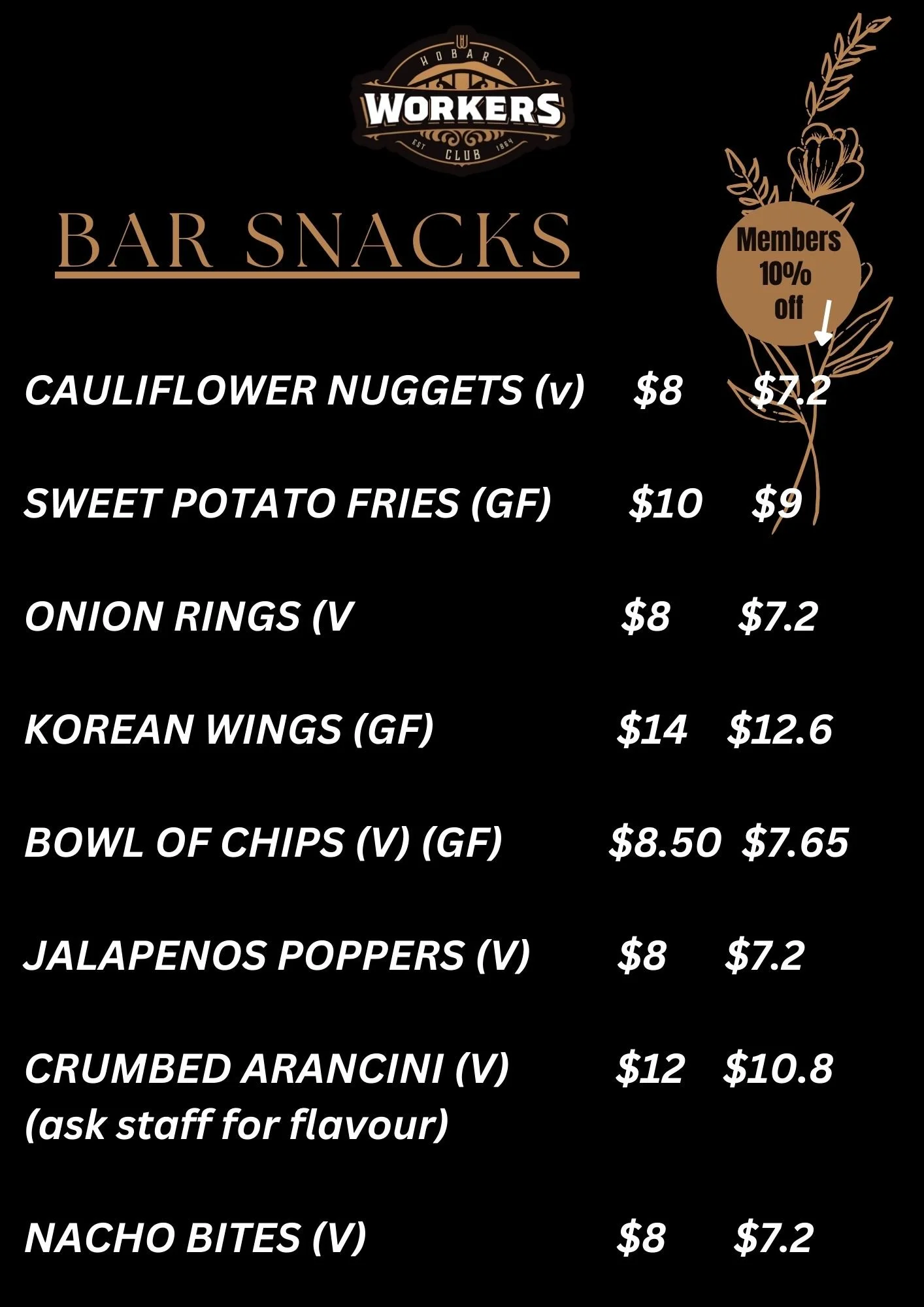 HWC | Menu — Hobart Workers Club