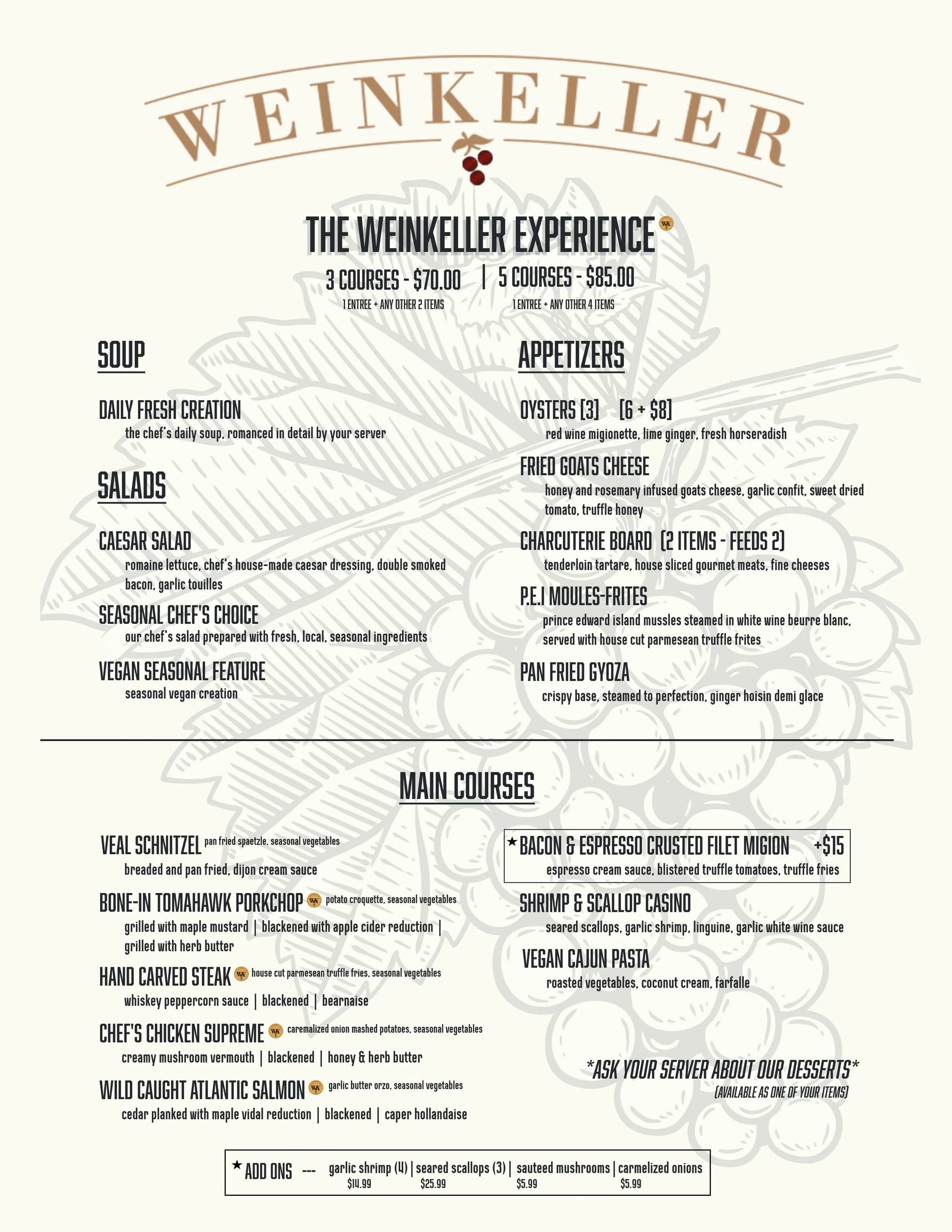Menu — The Weinkeller