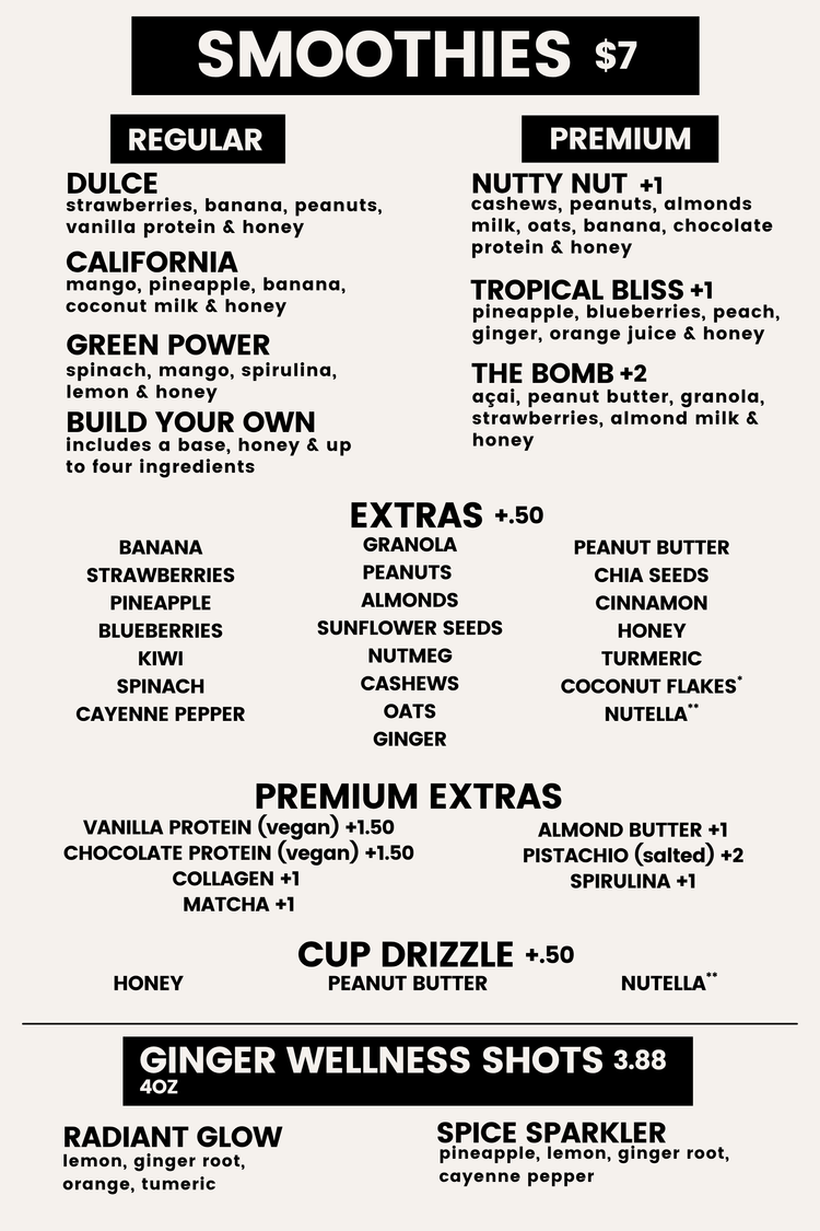 Menu — 88 Smoothie Bowls