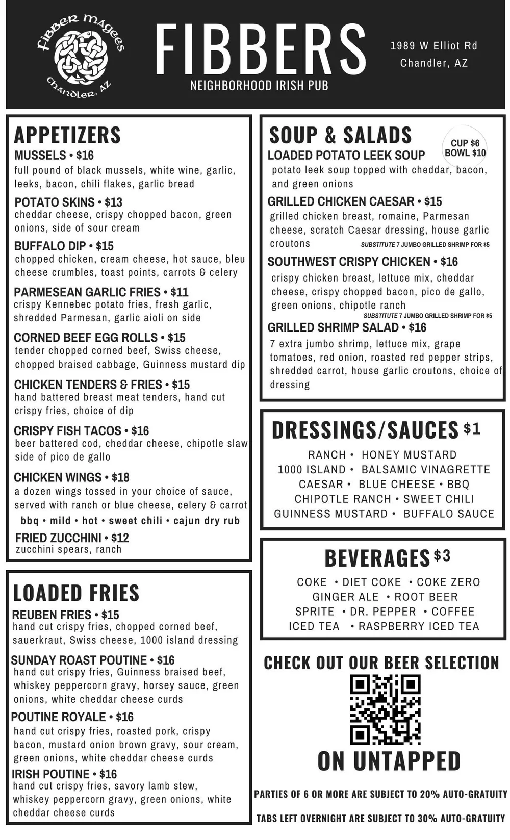 Menu — Fibber Magee's Pub