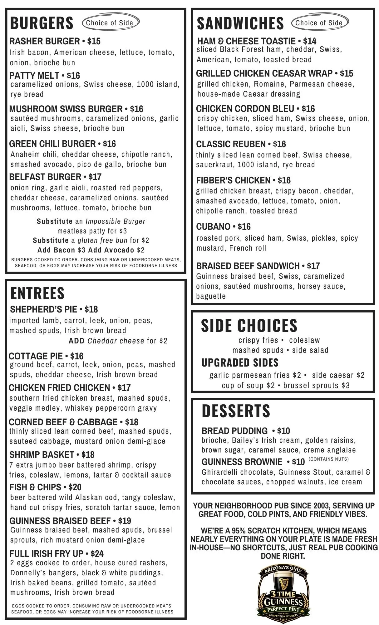 Menu — Fibber Magee's Pub