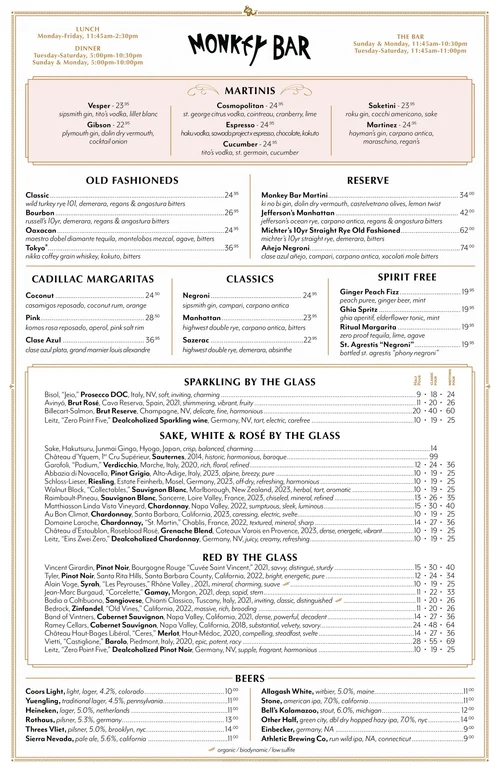 Food & Drink — Monkey Bar | Midtown NYC