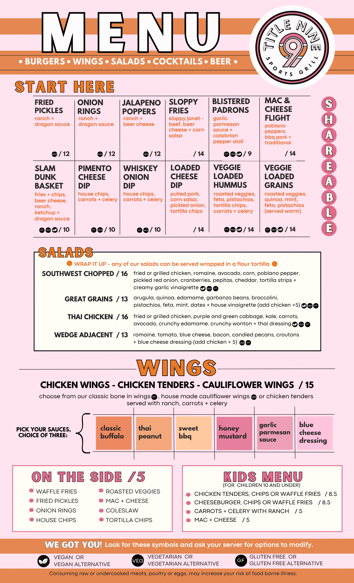 Menu — Title 9 Sports Grill