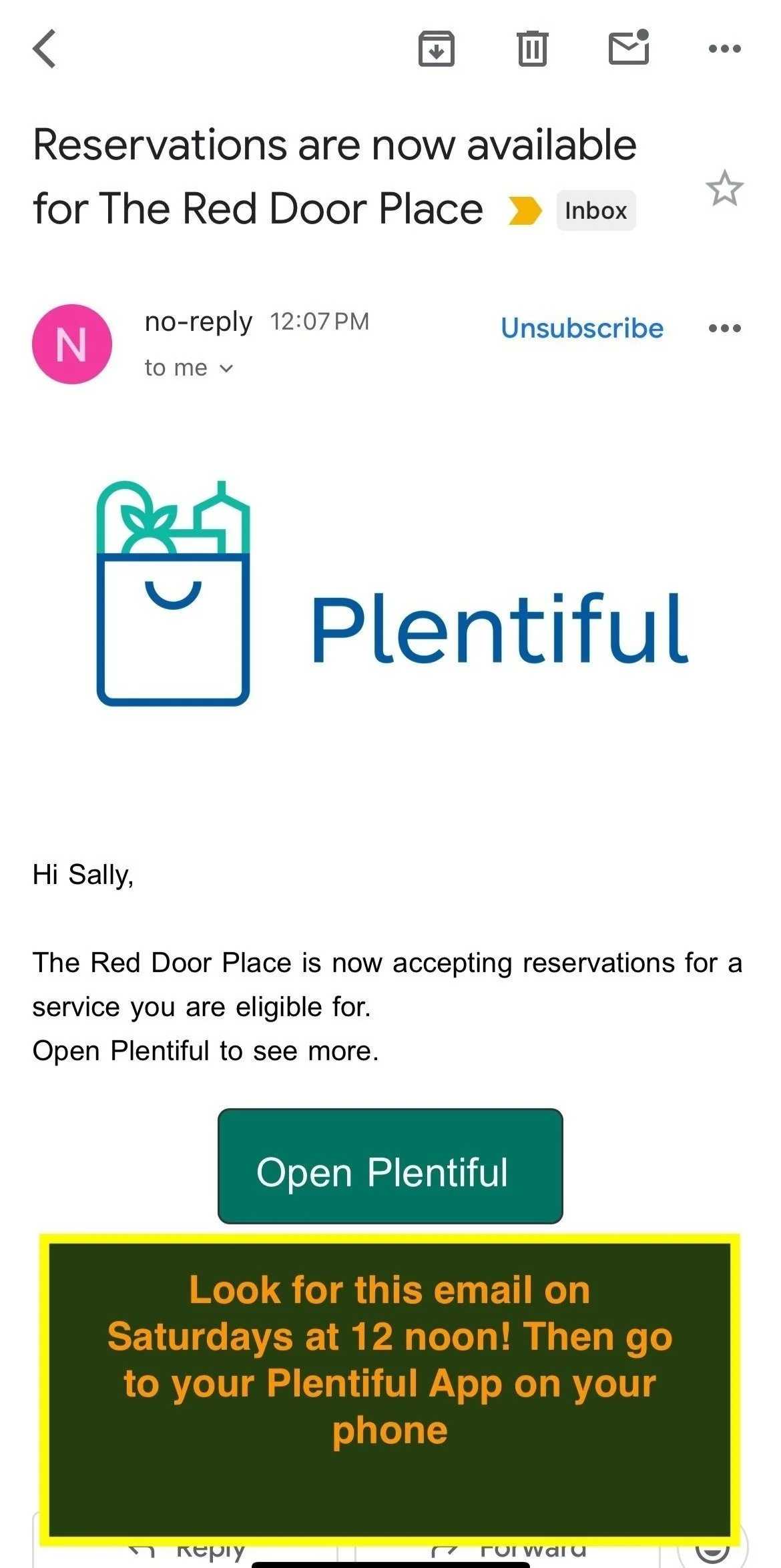 Plentiful App — The Red Door Place Food Pantry and Community Meal