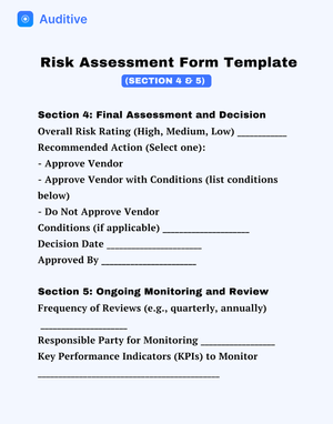 Vendor Assessment and Evaluation Guide with Risk Assessment Form — Auditive