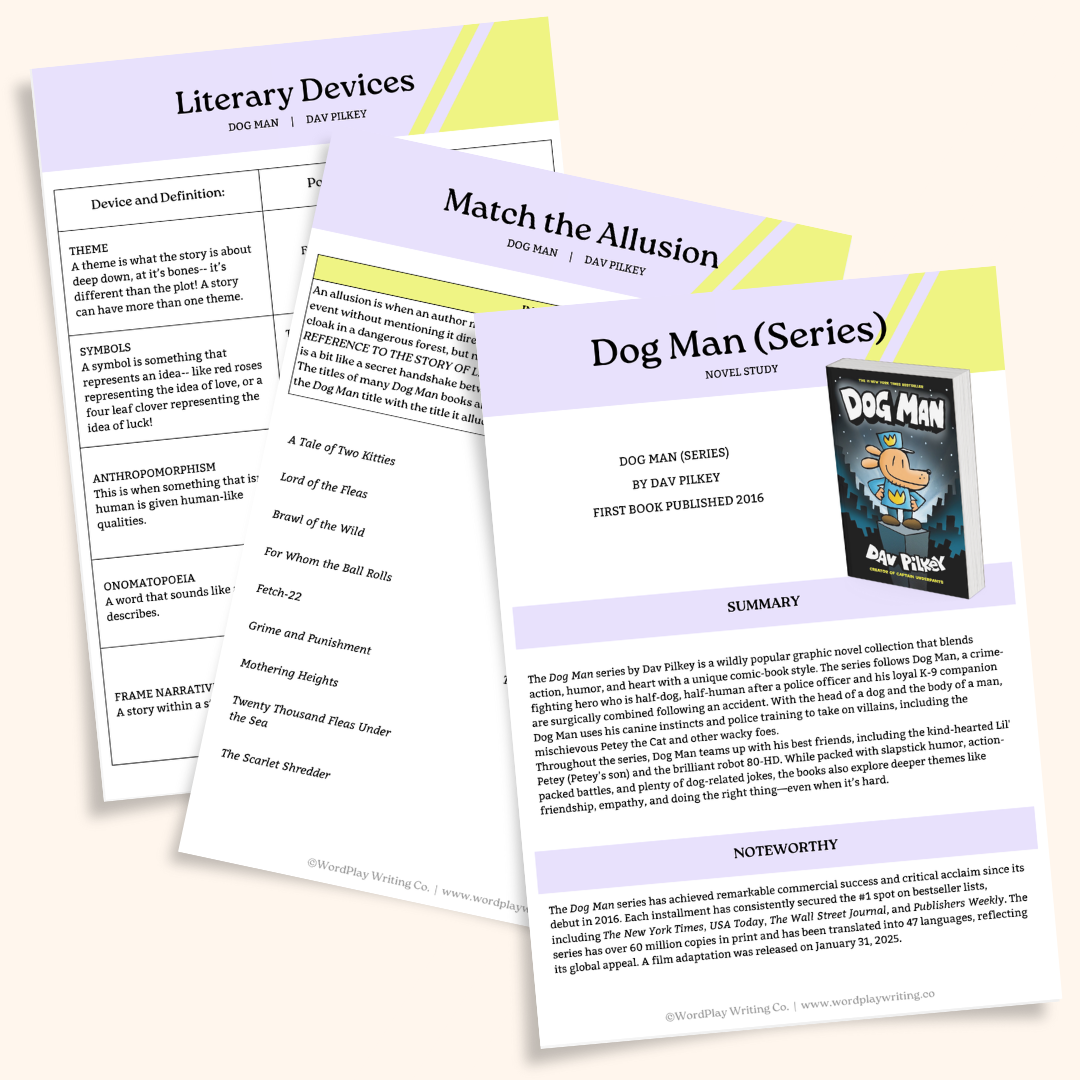 Dog Man Novel Study Activities & Worksheets | Full Series Graphic Novel ...