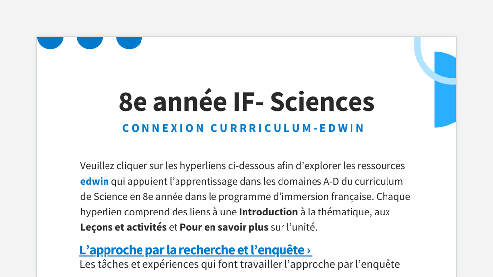 Grade 8 French Immersion - Science — Edwin