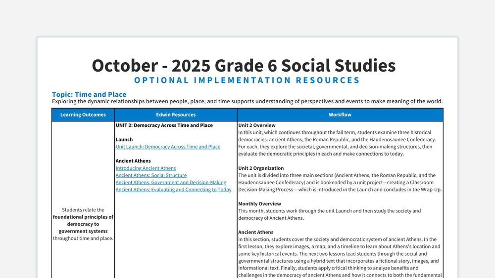 New AB Socials Resources - Grade 6 October — Edwin