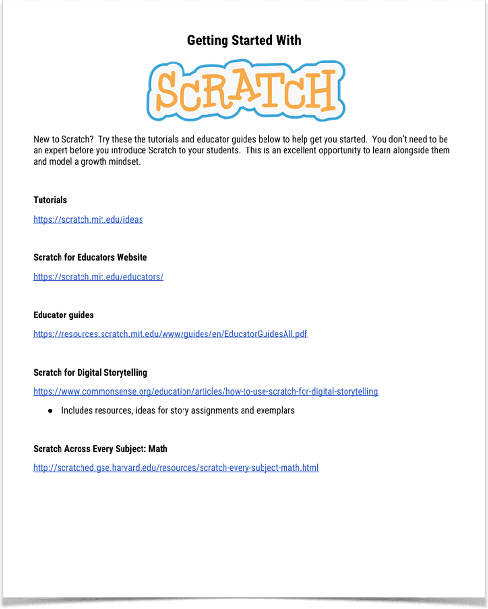 Scratch — The Educators' Playground