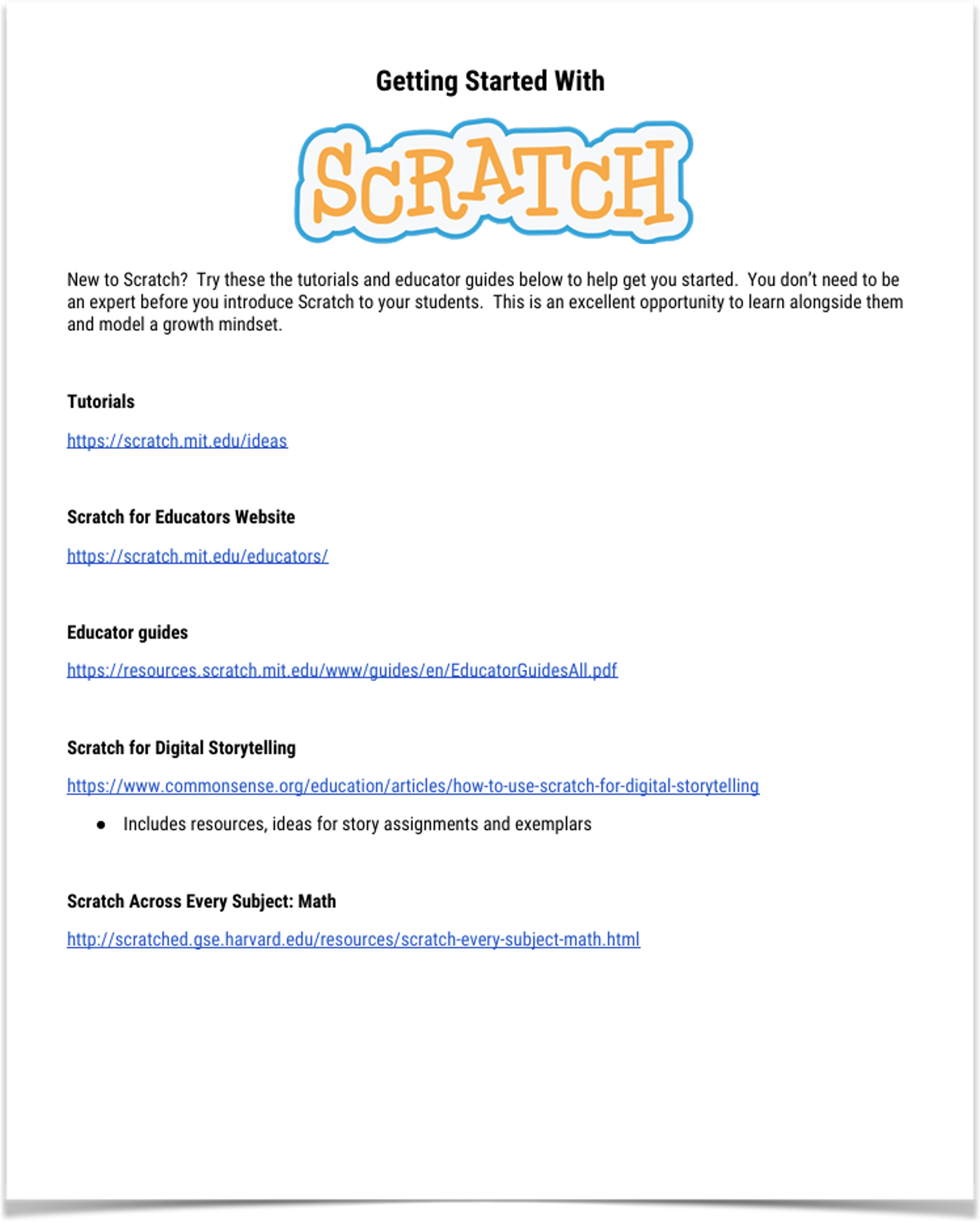 Scratch — The Educators' Playground