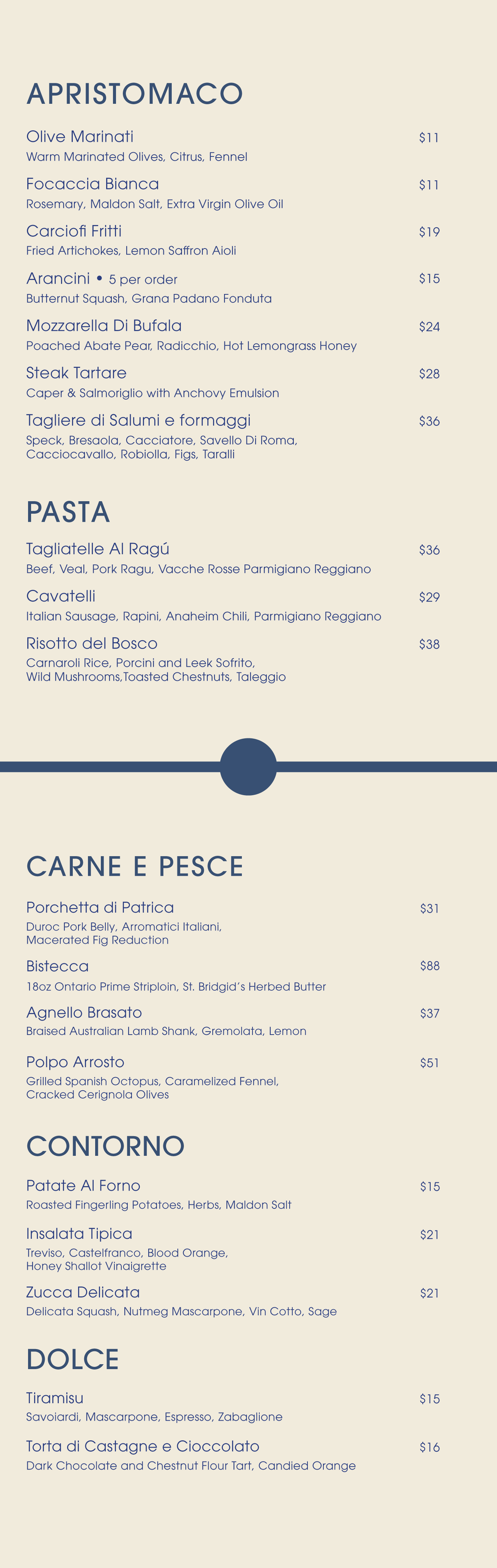 DINNER MENU — LARDO