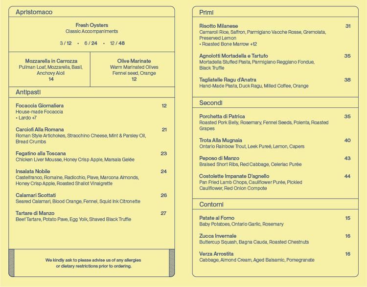 DINNER MENU — LARDO