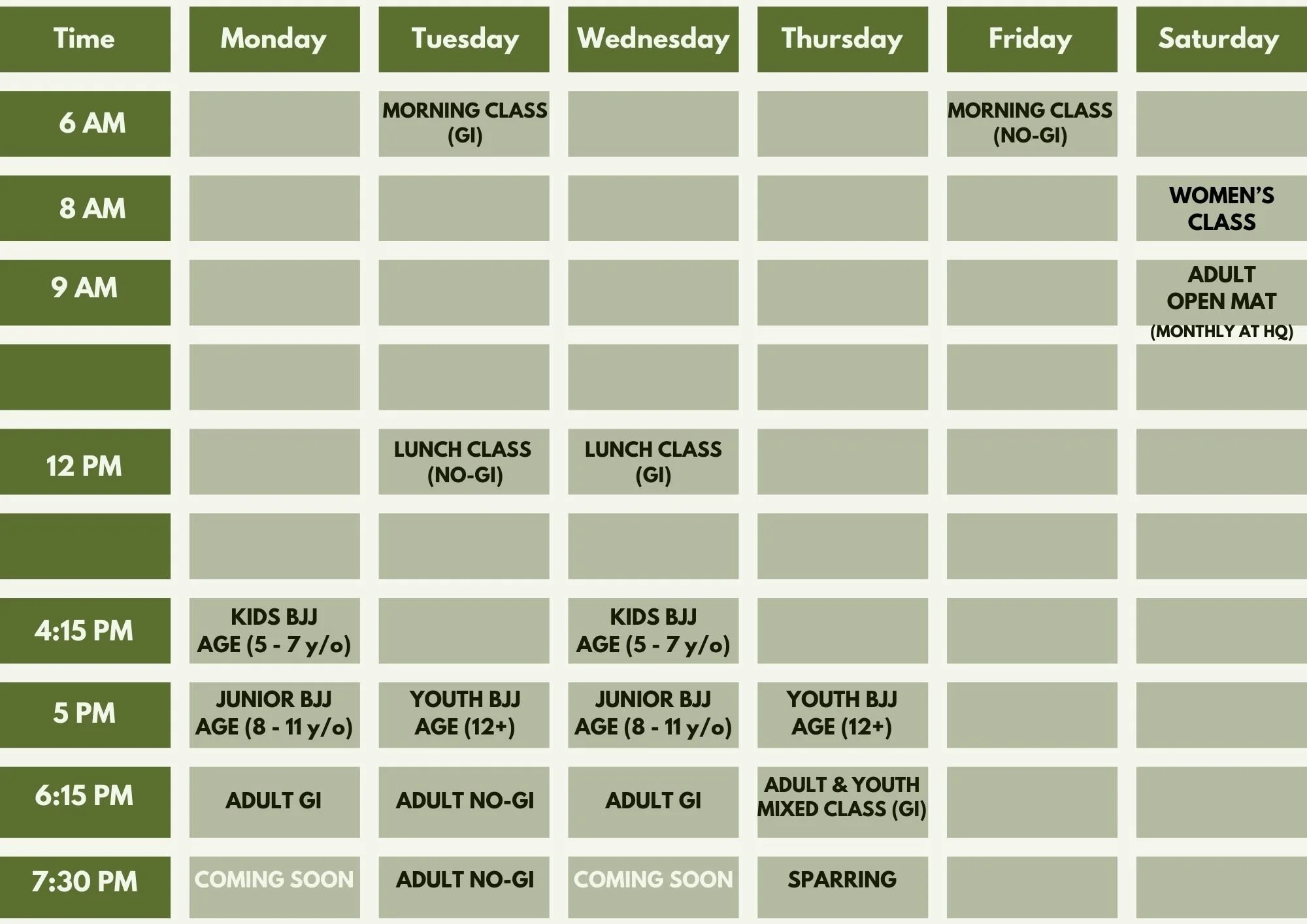 TIMETABLE | Plan Your Training — SYZYGY BJJ ALBANY