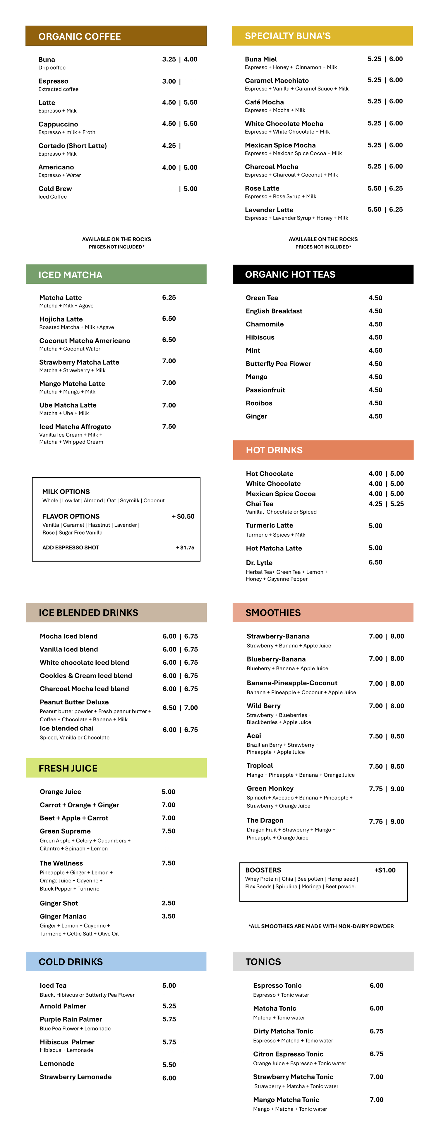 Menu 1 — Buna Coffee House & Tea