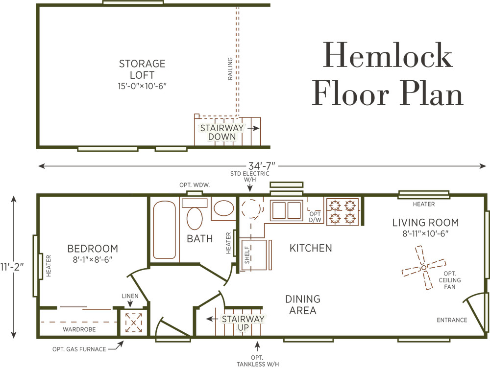 Hemlock | 1 Bed, 1 Bath Lofted Model — NW Tiny Homes