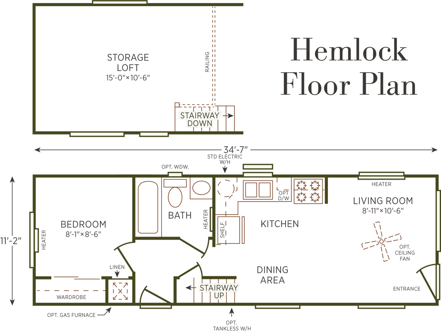 Hemlock | 1 Bed, 1 Bath Lofted Model — NW Tiny Homes