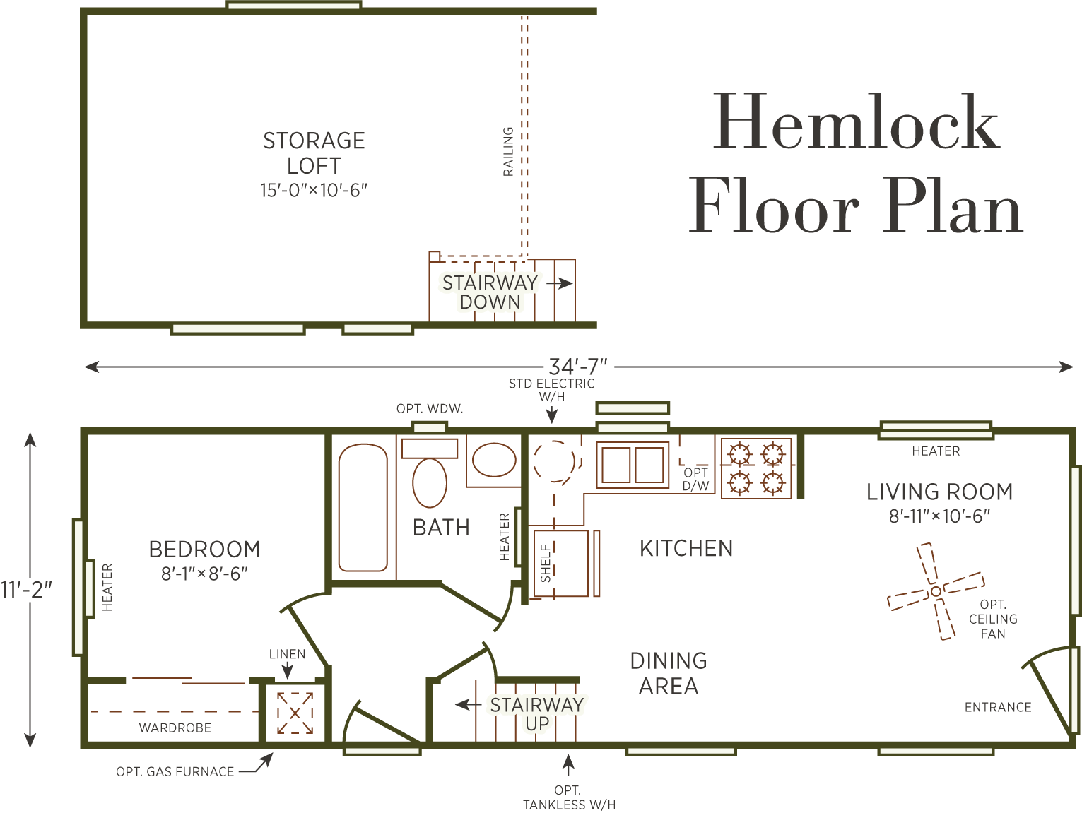 Hemlock | 1 Bed, 1 Bath Lofted Model — NW Tiny Homes