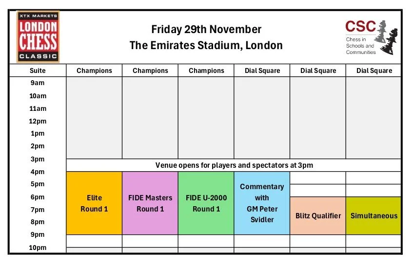 Schedule — London Chess Classic