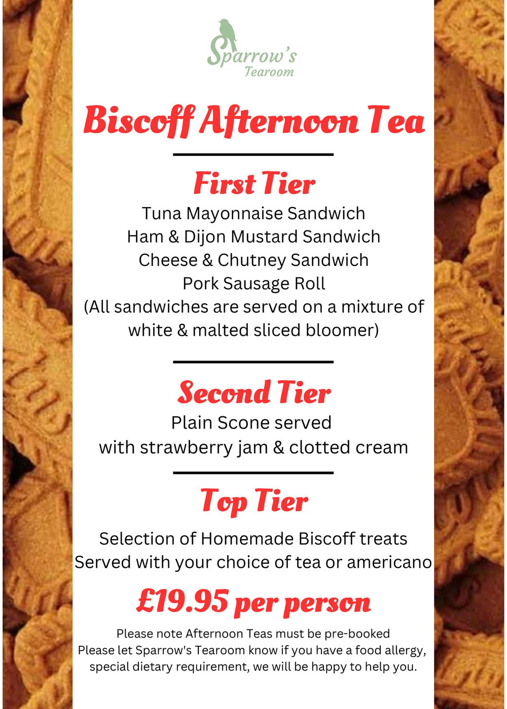 AFTERNOON TEA MENUS — Sparrows Tearoom