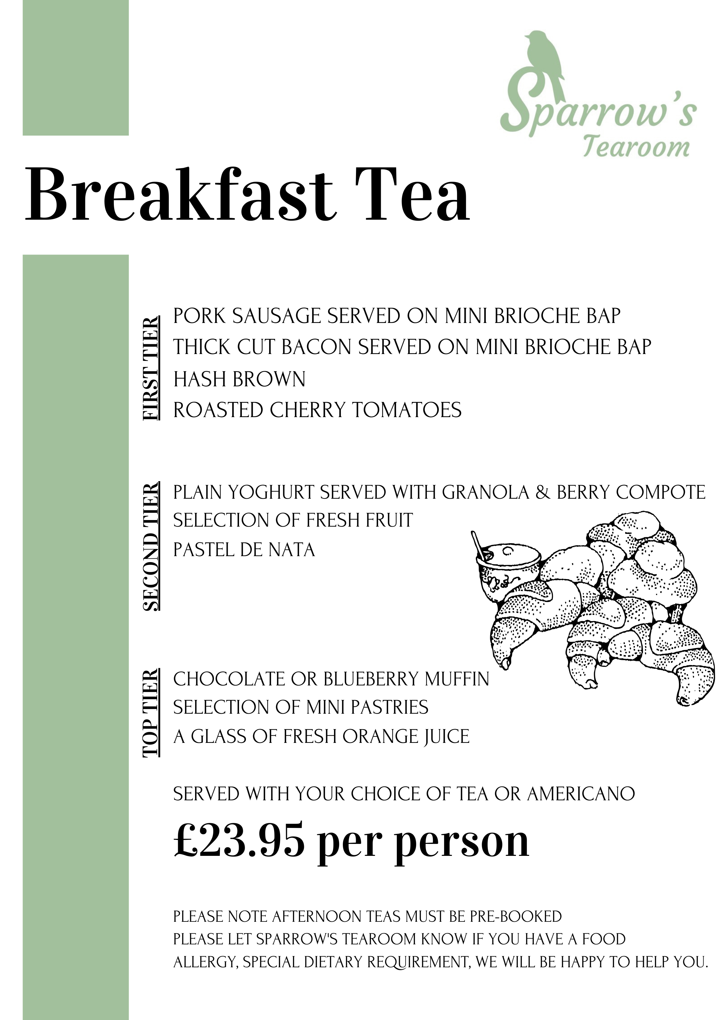 AFTERNOON TEA MENUS — Sparrows Tearoom