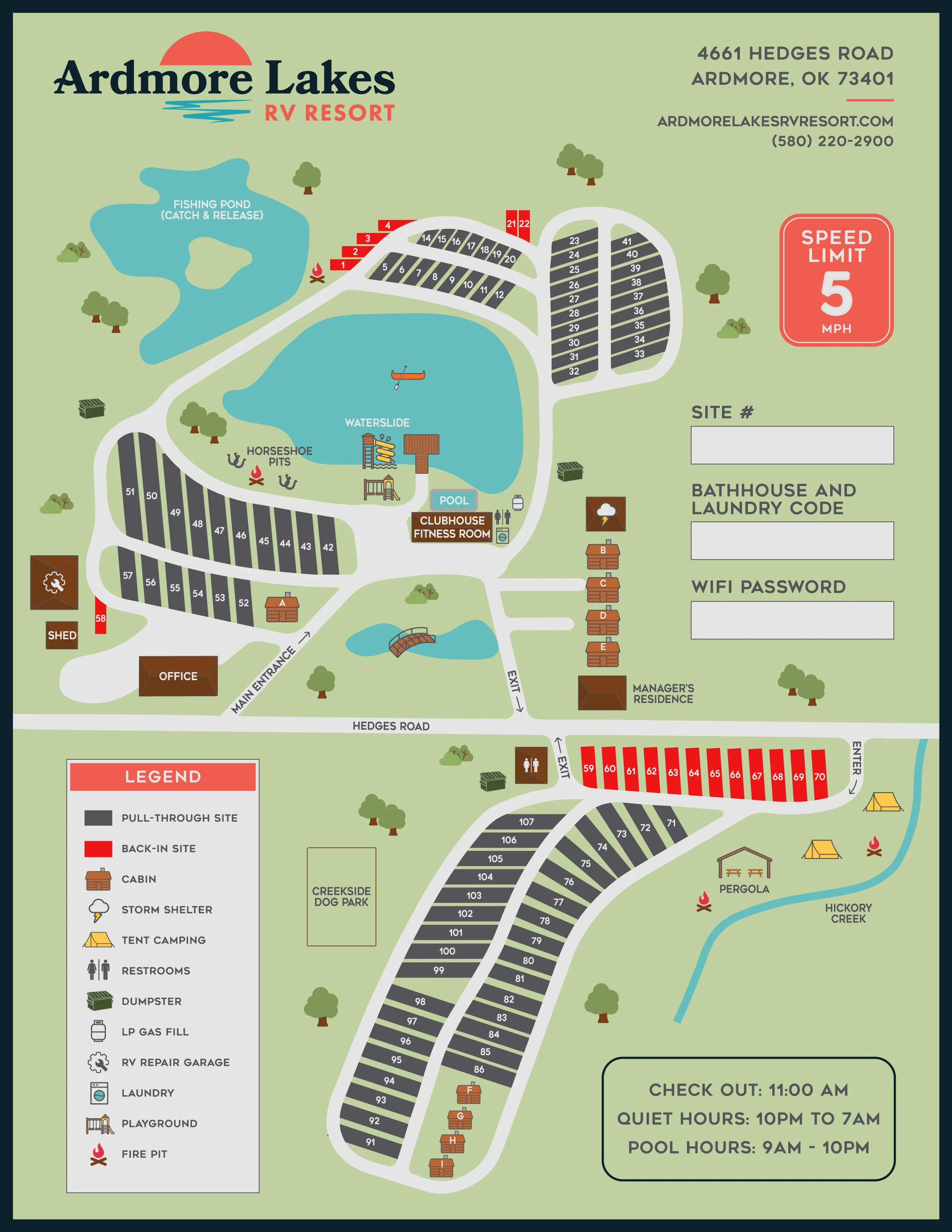 Resort Map - Discover Ardmore Lakes RV Resort in Ardmore, OK — Ardmore ...