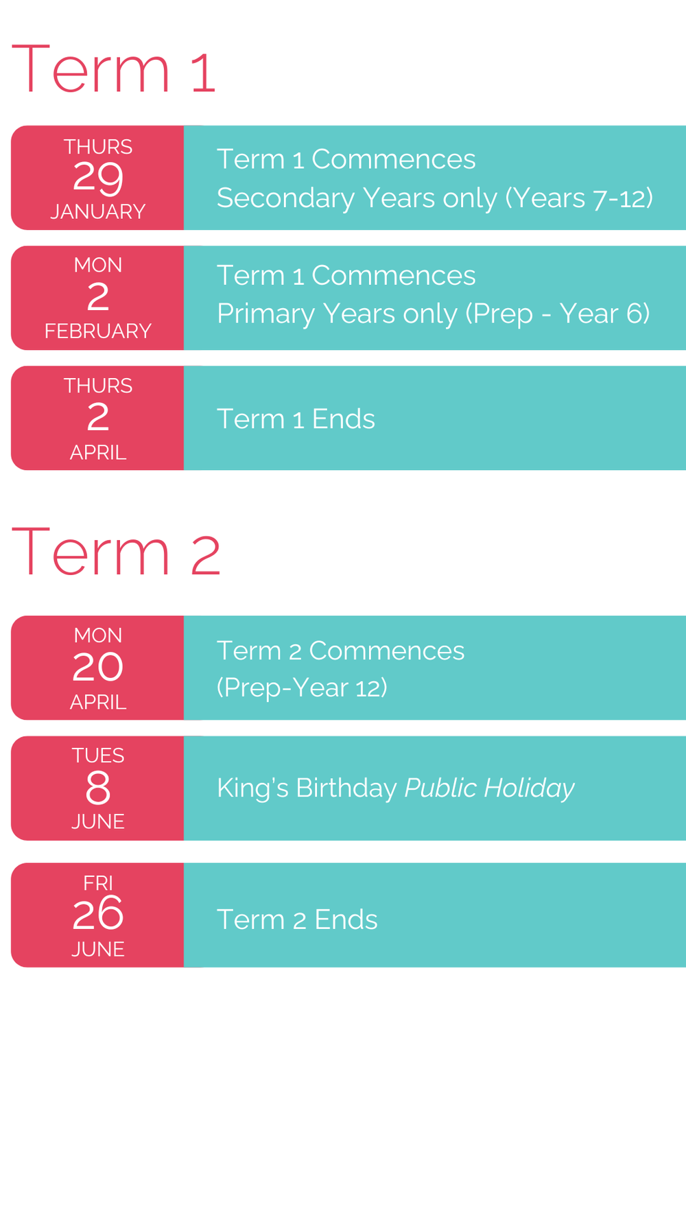 College Term Dates — Good News Lutheran College