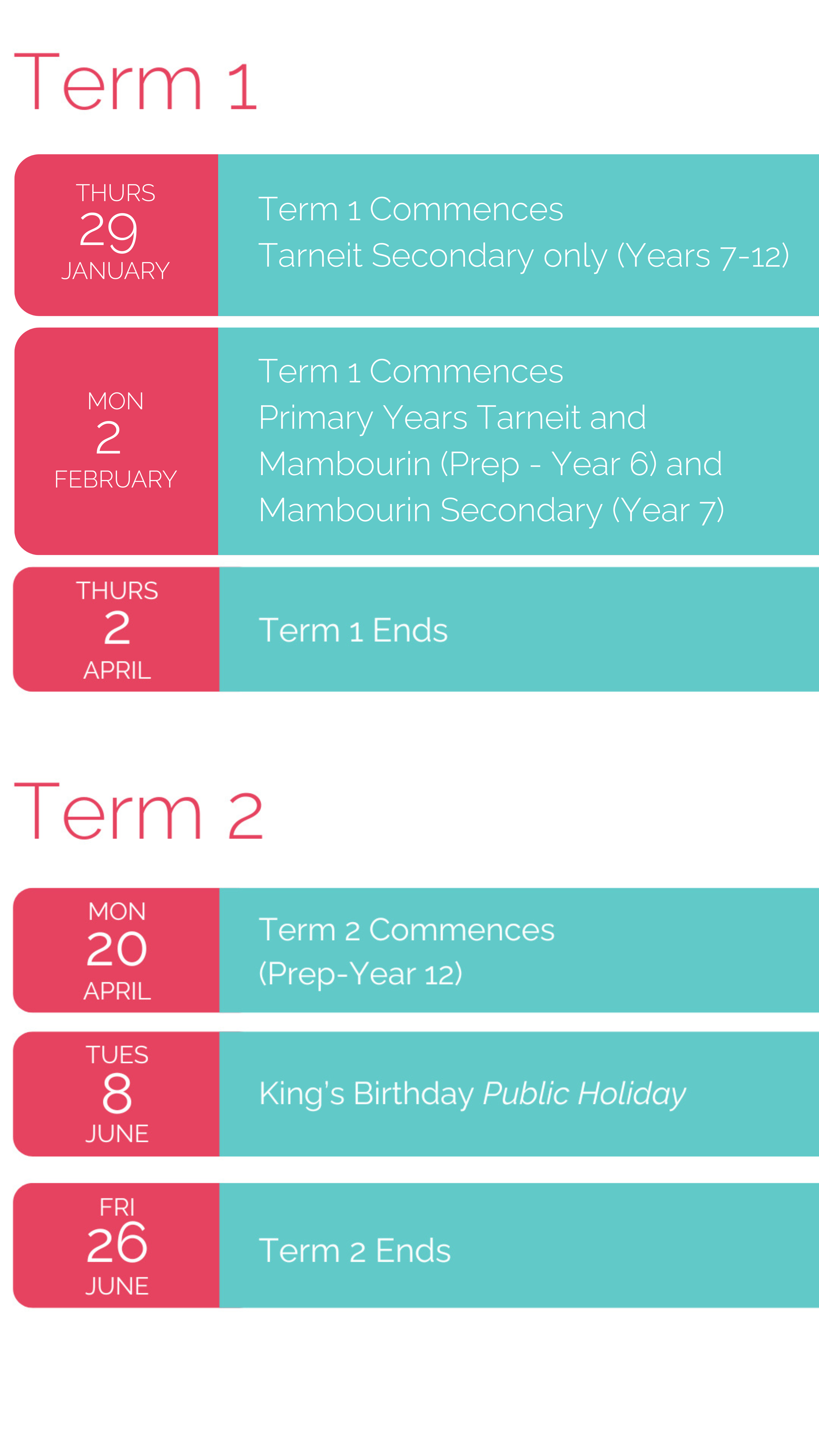 College Term Dates — Good News Lutheran College