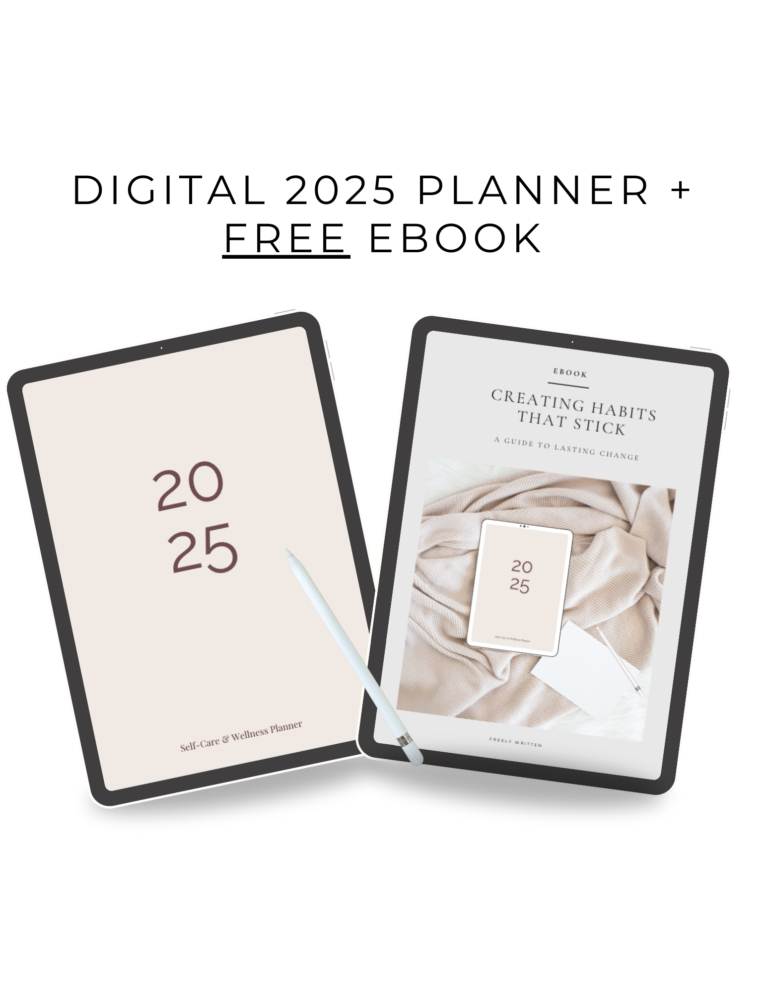 Green Aesthetic Digital Self Care Planner — Freely Written Guided