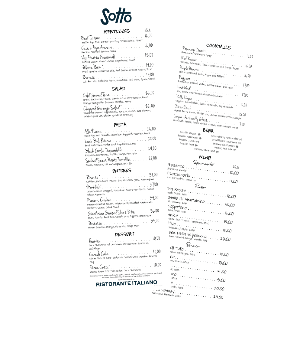 Menus — Sotto