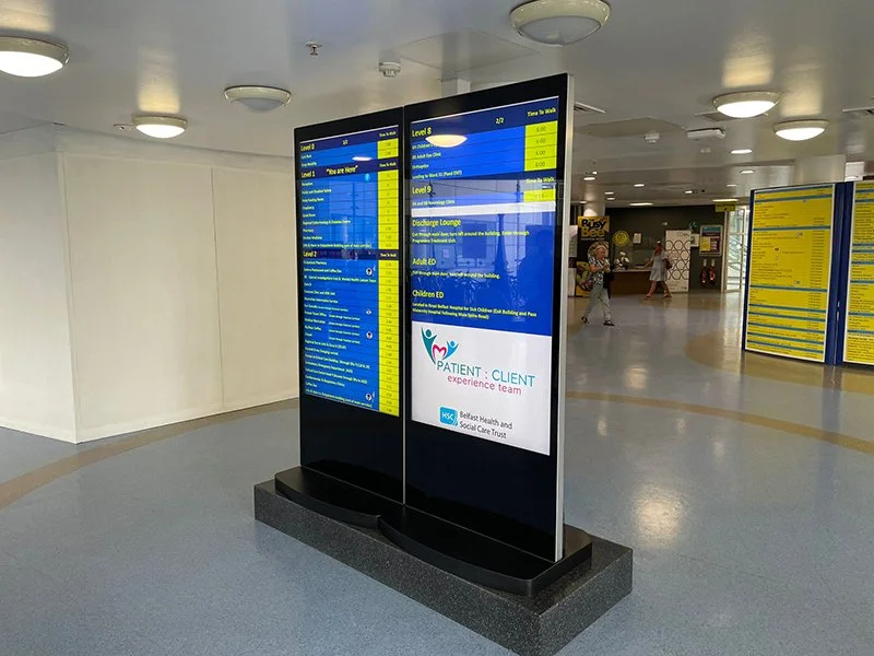 Digital directory sign in office building, interactive directory for ...