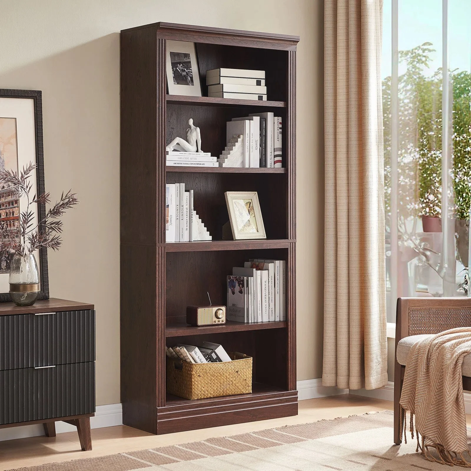 Halston Standard Bookcase, Oak — Living Essentials Corp.