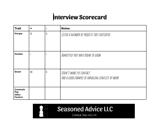 Using A Scorecard to Hire More Effectively — Seasoned Advice