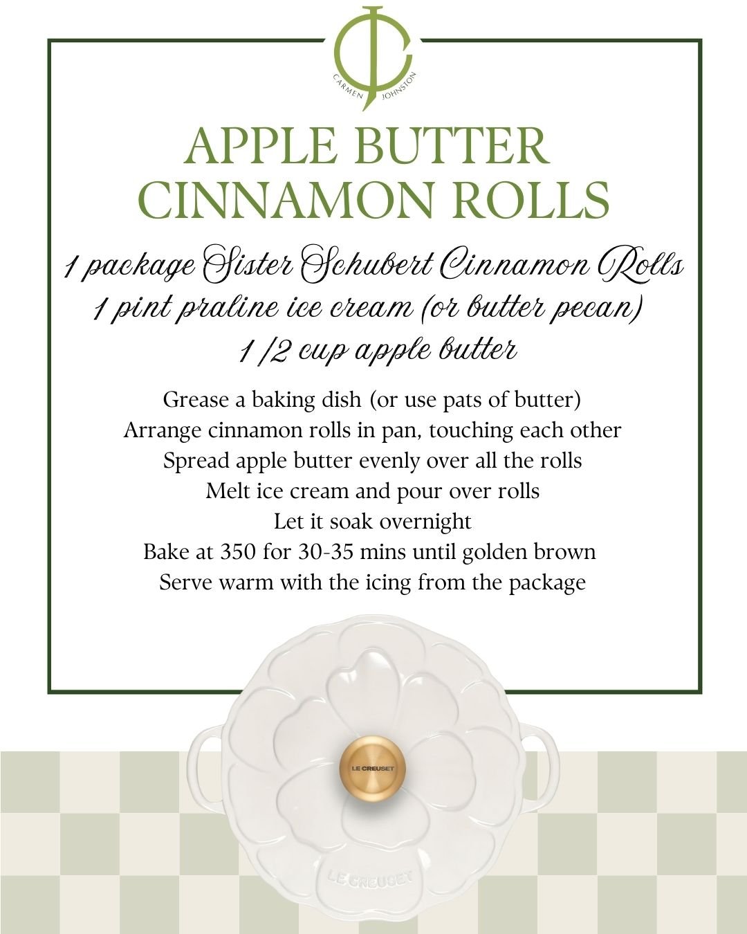 Easy Apple Butter Cinnamon Roll Recipe — Carmen Johnston Gardens