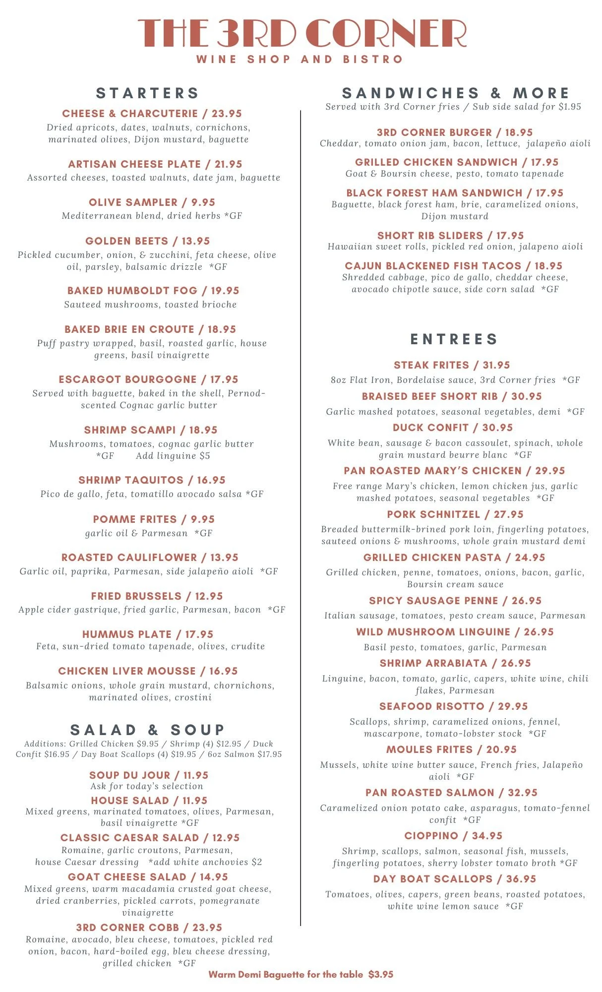 Encinitas Menus — The 3rd Corner