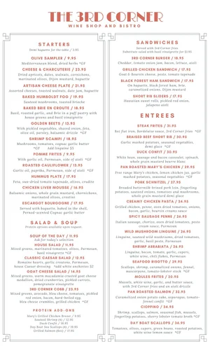 Ocean Beach Menus — The 3rd Corner